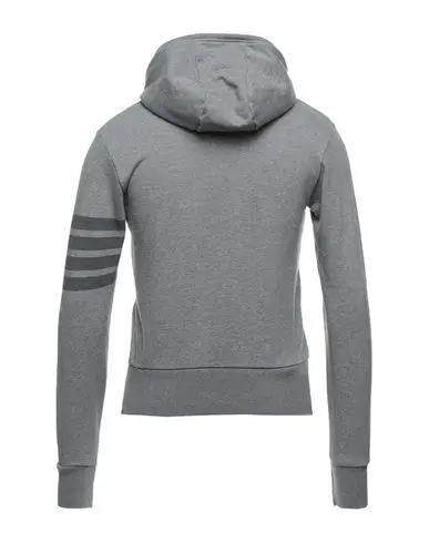 Thom Browne Cotton Zip-up Hoodie With Striped Detailing - Grey