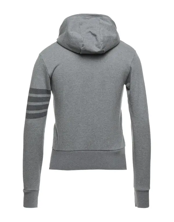 Thom Browne Cotton Zip-up Hoodie With Striped Detailing - Grey