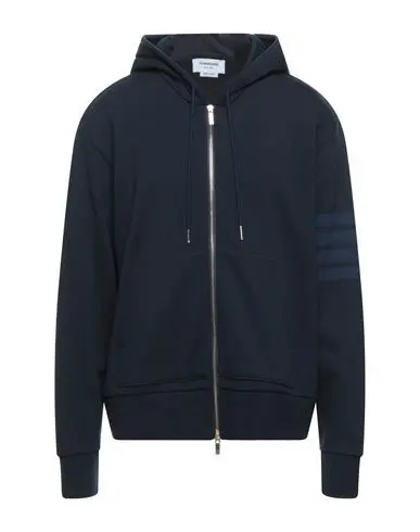 Thom Browne Cotton Zip-up Hoodie With Striped Detailing - Midnight Blue