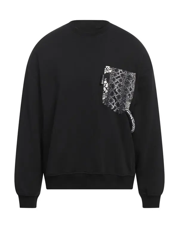 Just Cavalli Fleece Sweatshirt With Appliqués And Pocket - Black