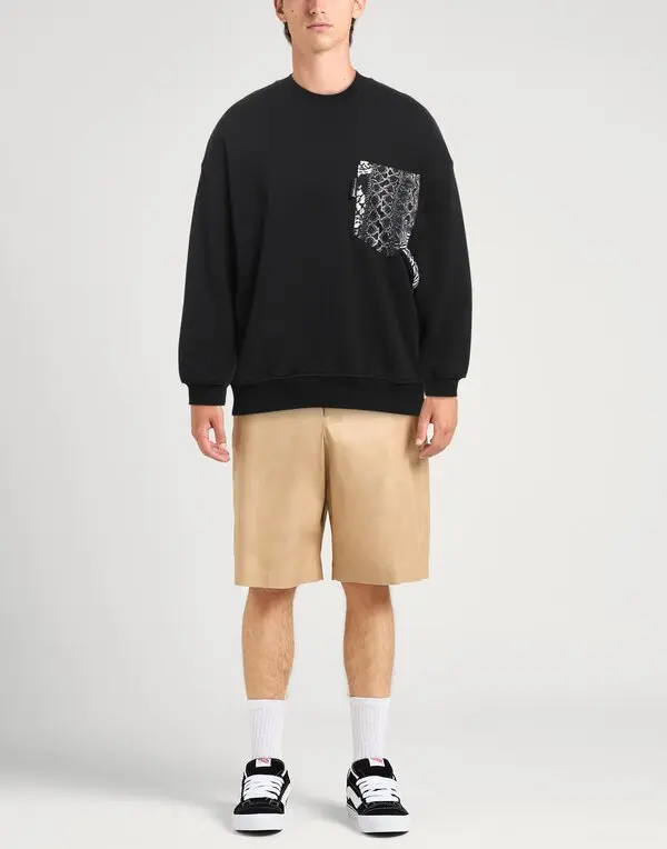 Just Cavalli Fleece Sweatshirt With Appliqués And Pocket - Black