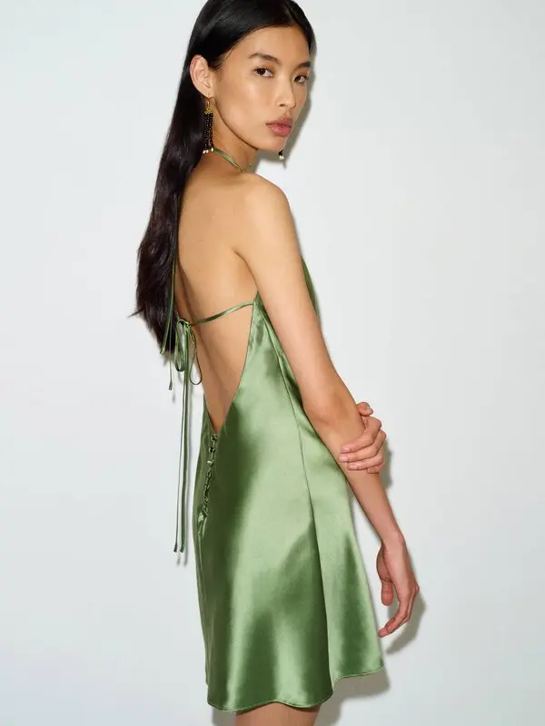 Reformation Satin Green Dresses | Editorialist