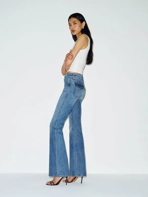 REFORMATION Colie Stretch Low Rise Bootcut Jeans Denim - Blue