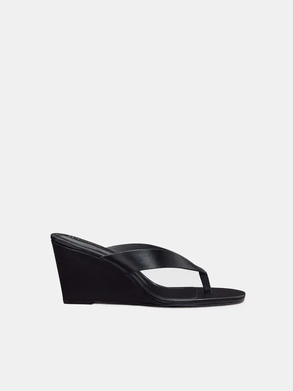 REFORMATION Jessie Wedge Thong Sandals - Black