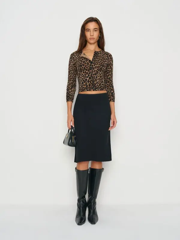 REFORMATION Petites Layla Knee Length Skirt - Black