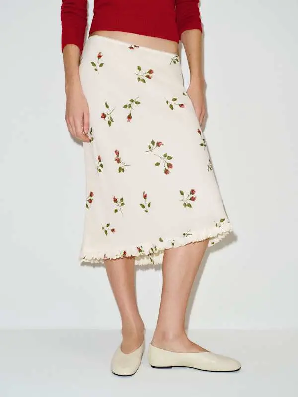 REFORMATION Petites Layla Knee Length Skirt - Ivory