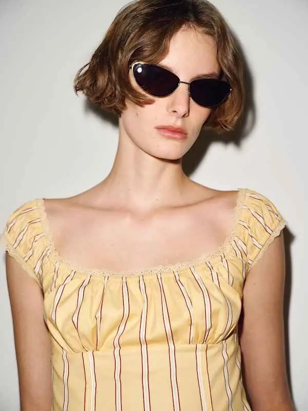 REFORMATION Amouret Lace Top - Yellow