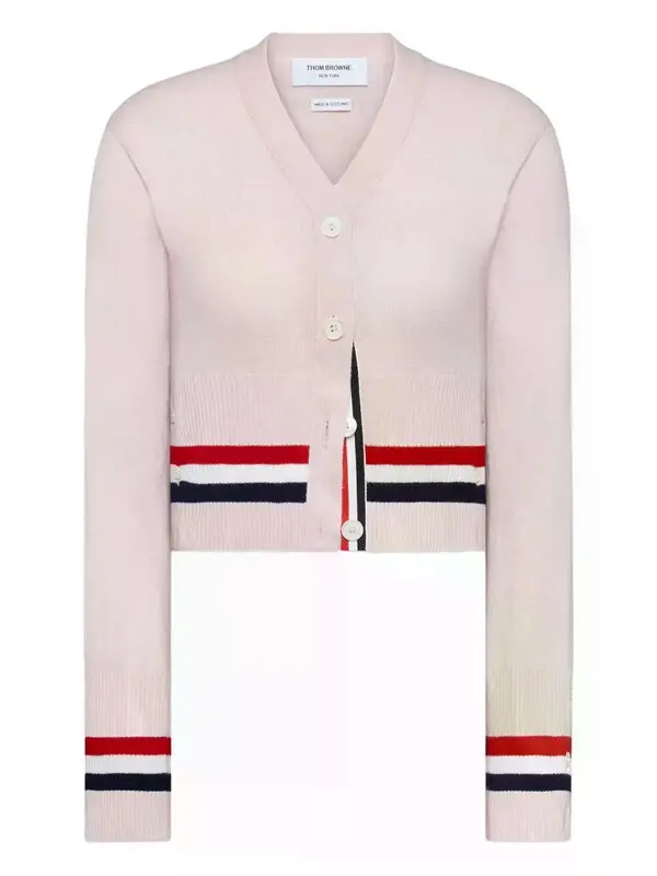 Thom Browne Striped Shrunken Cardigan - Pink