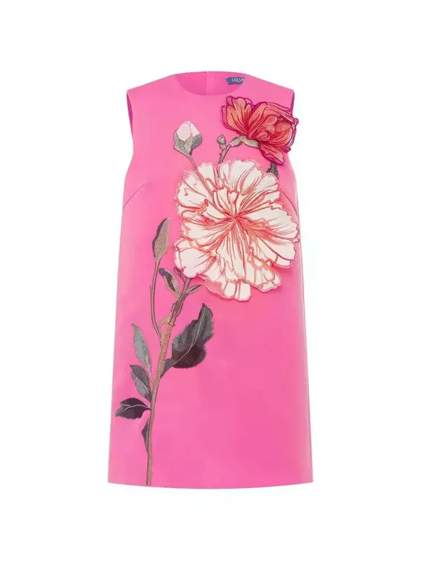 LEO LIN Yvonne Floral-appliqué Mini Dress - Pink