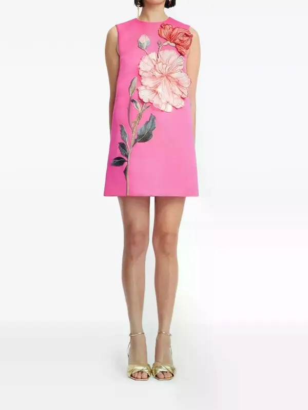 LEO LIN Yvonne Floral-appliqué Mini Dress