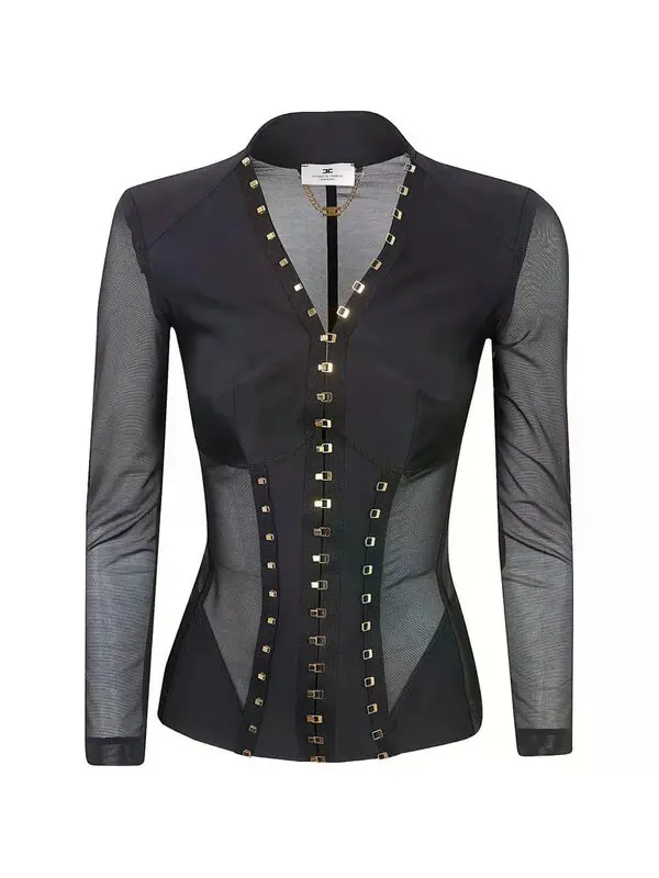 Elisabetta Franchi V-neck Blouse With Gold-tone Hardware