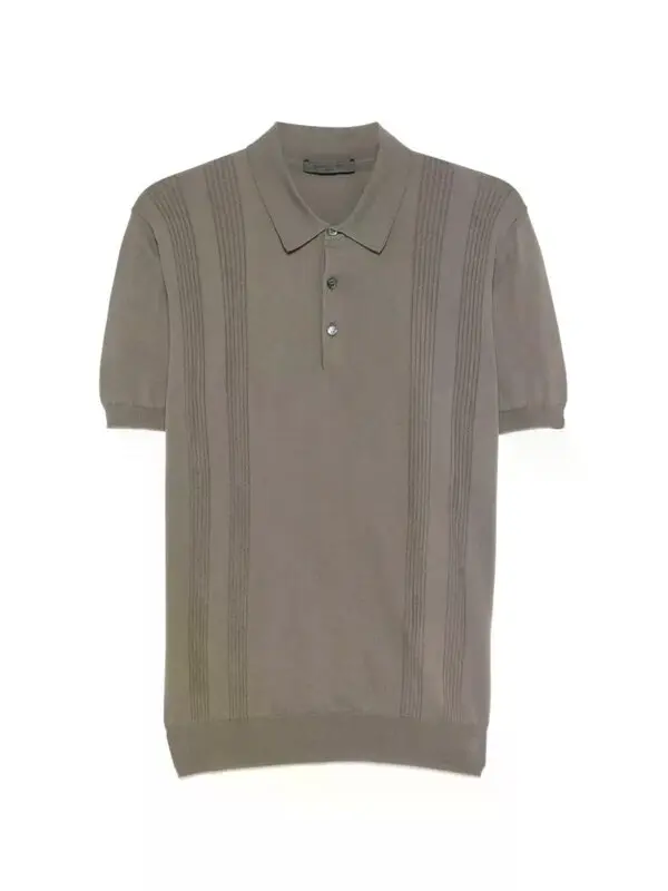 Corneliani Striped Knit Polo Shirt