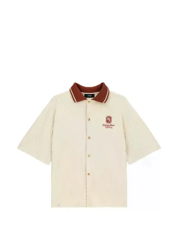 Amiri Ma Chateau Ribbed Collar Logo Shirt - Neutrals