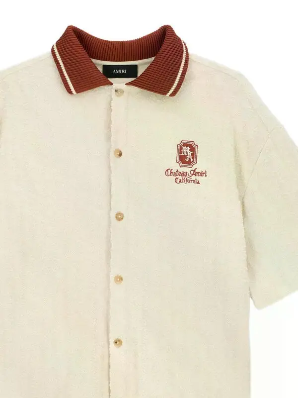 Amiri Ma Chateau Ribbed Collar Logo Shirt - Neutrals