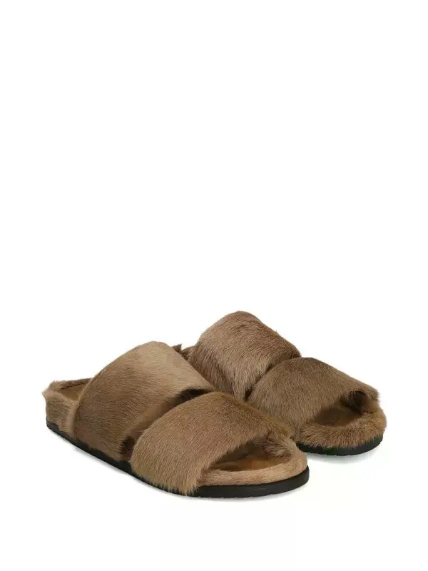 Dolce & Gabbana Two-strap Furry Slides - Brown