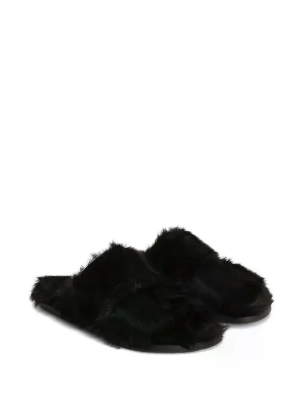 Dolce & Gabbana Fur Sandals - Black