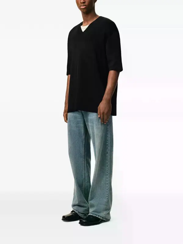 AMI Paris V-neck Short Sleeve Wool Sweater