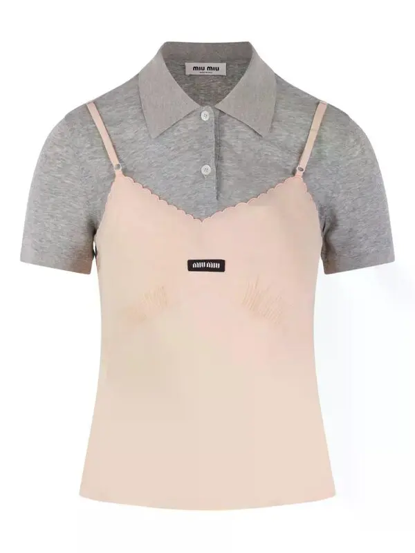 Miu Miu Cotton Polo Top - Grey