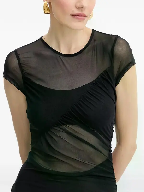 Guess Mesh Ruched Midi Dress