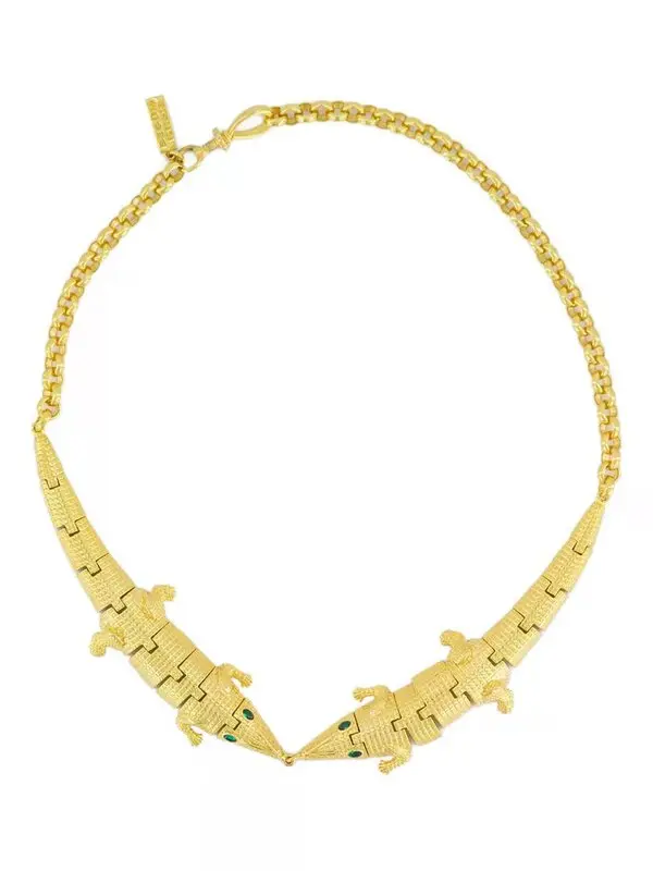 Begum Khan Crocodile-motif Link Necklace - Gold