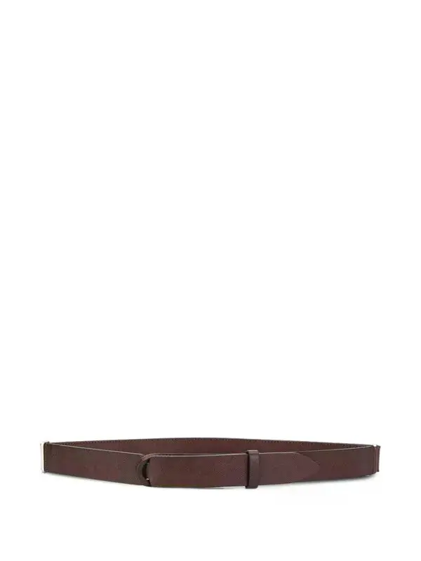 ORTIGNI Saffiano Leather Belt - Brown