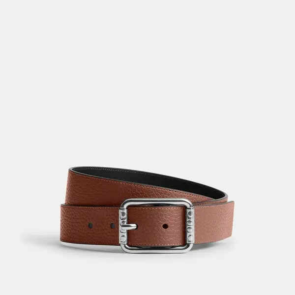 COACH Double Roller Buckle Belt, 35 Mm - Redwood