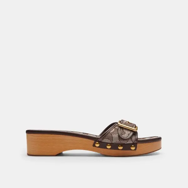 COACH Margot Wooden Sandal In Signature Jacquard
