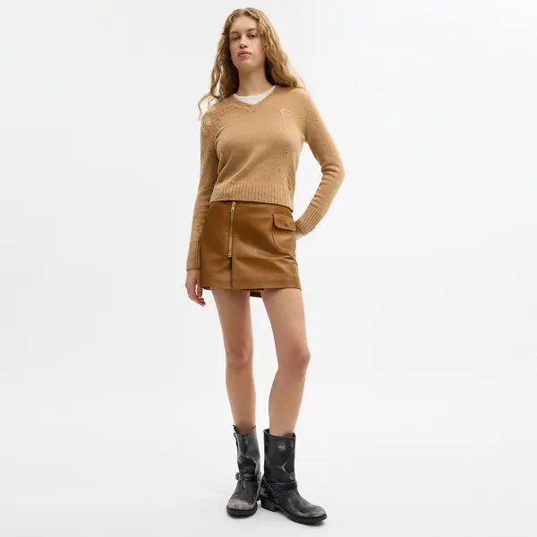 COACH Long Sleeve V-neck Sweater
