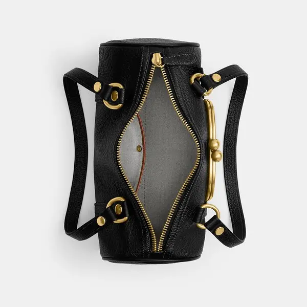 COACH Kisslock Barrel Bag - Brass/black