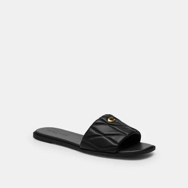 COACH Holly Quilted Sandal - Black
