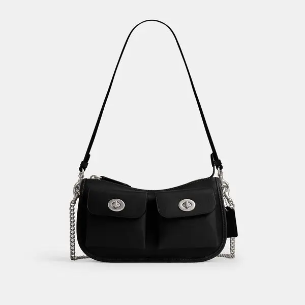 COACH Twin Turnlock Waverly Bag - Silver/black