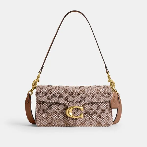COACH Tabby Shoulder Bag 26 In Crystal Signature Jacquard - Brass/mushroom