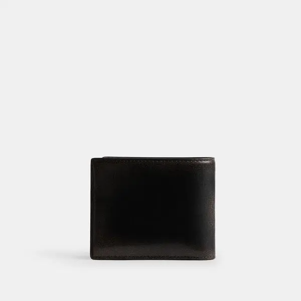 COACH 3-in-1 Billfold Wallet In Loved Leather - Black/light Tan