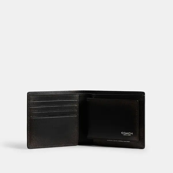 COACH 3-in-1 Billfold Wallet In Loved Leather - Black/light Tan