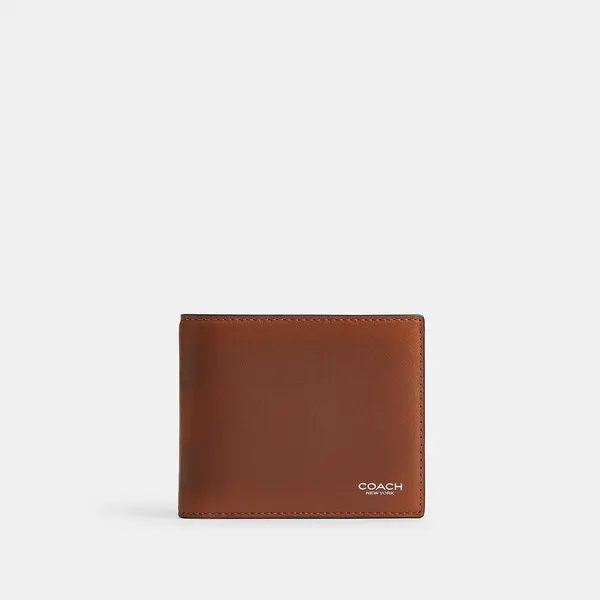 COACH 3-in-1 Billfold Wallet In Loved Leather - Saddle/burnt Sienna