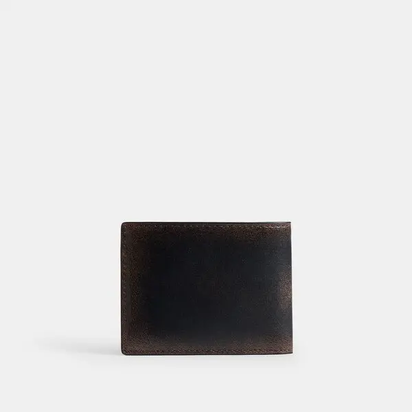 COACH Slim Billfold Wallet In Loved Leather - Black/light Tan
