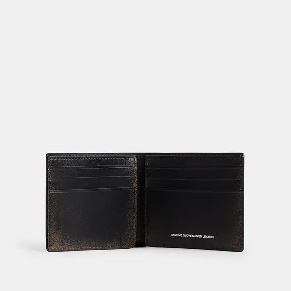 COACH Slim Billfold Wallet In Loved Leather - Black/light Tan