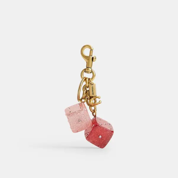 COACH Dice Bag Charm - Gold/pink Multi