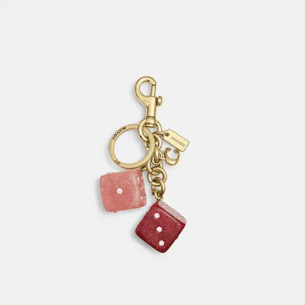 COACH Dice Bag Charm - Gold/pink Multi
