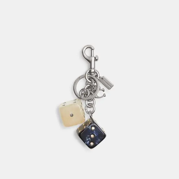 COACH Dice Bag Charm - Light Antique Gold/silver Black Multi