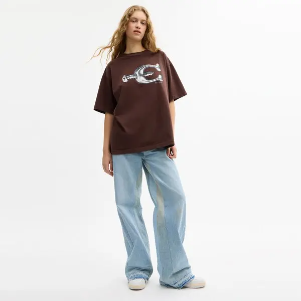 COACH Hardware Relaxed T-shirt In Organic Cotton - Brown