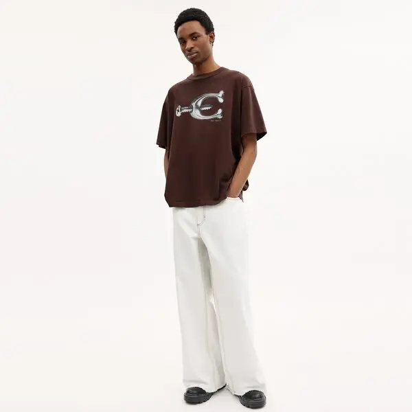 COACH Hardware Relaxed T-shirt In Organic Cotton - Brown