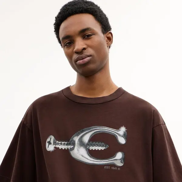 COACH Hardware Relaxed T-shirt In Organic Cotton - Brown