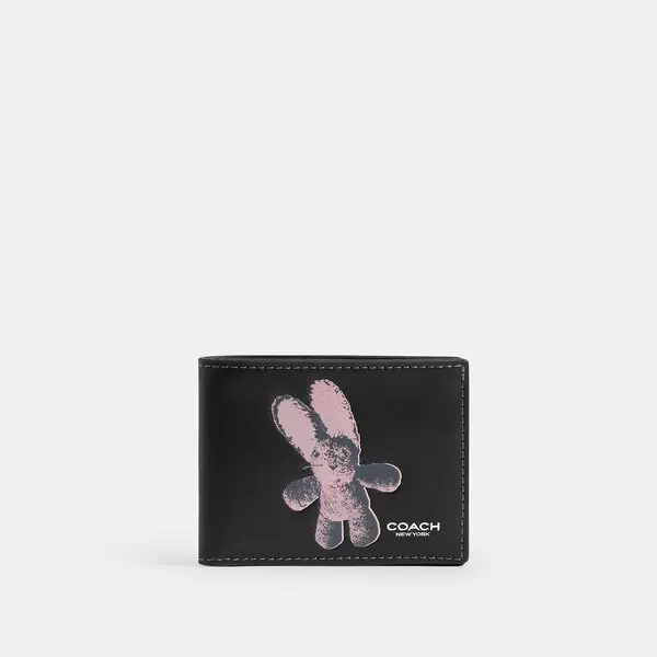 COACH Slim Billfold Wallet With Floppy Graphic - Black
