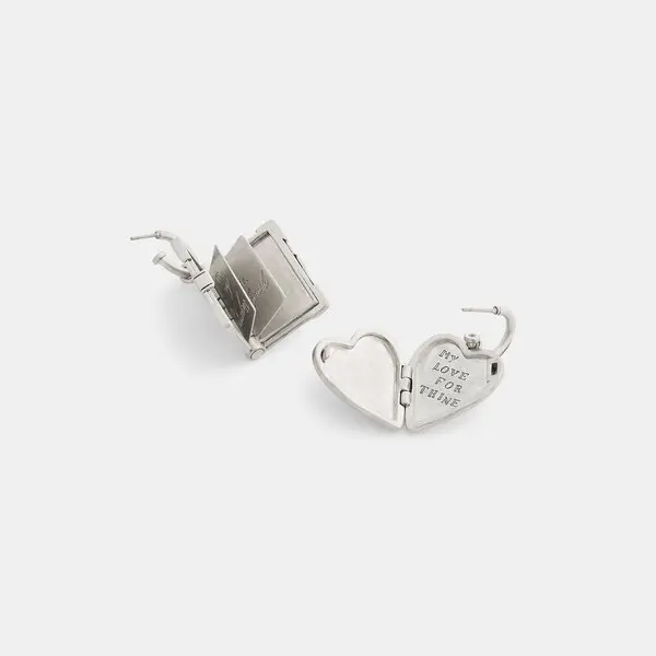 COACH Heart Locket And Book Mismatch Earrings