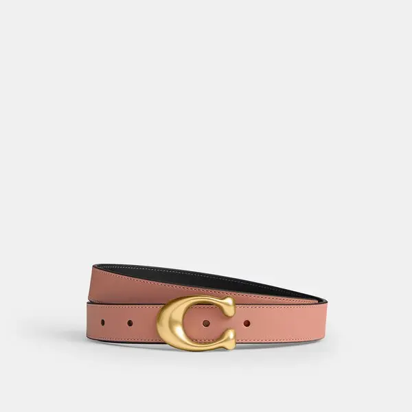COACH Sculpted C Buckle Reversible Belt - Brass/melon Black