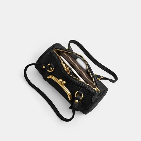 COACH Kisslock Barrel Bag 28 - Brass/black