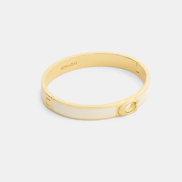 COACH C Hinged Bangle - Gold/chalk