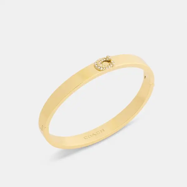 COACH Pavé C Hinged Bangle - Gold