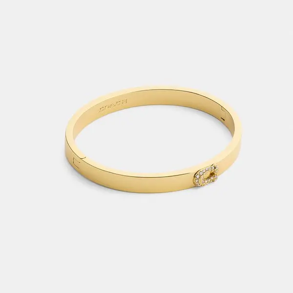 COACH Pavé C Hinged Bangle Bracelet - Gold